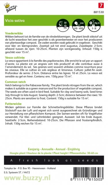 Groenbemester Wikken / 150 gr - 15 m2 Les graines de france