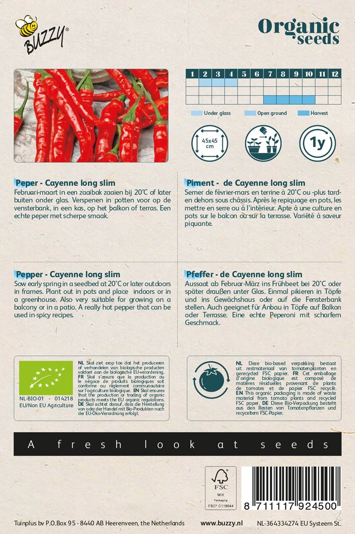 Bio Spaanse Peper Cayenna Les graines de france
