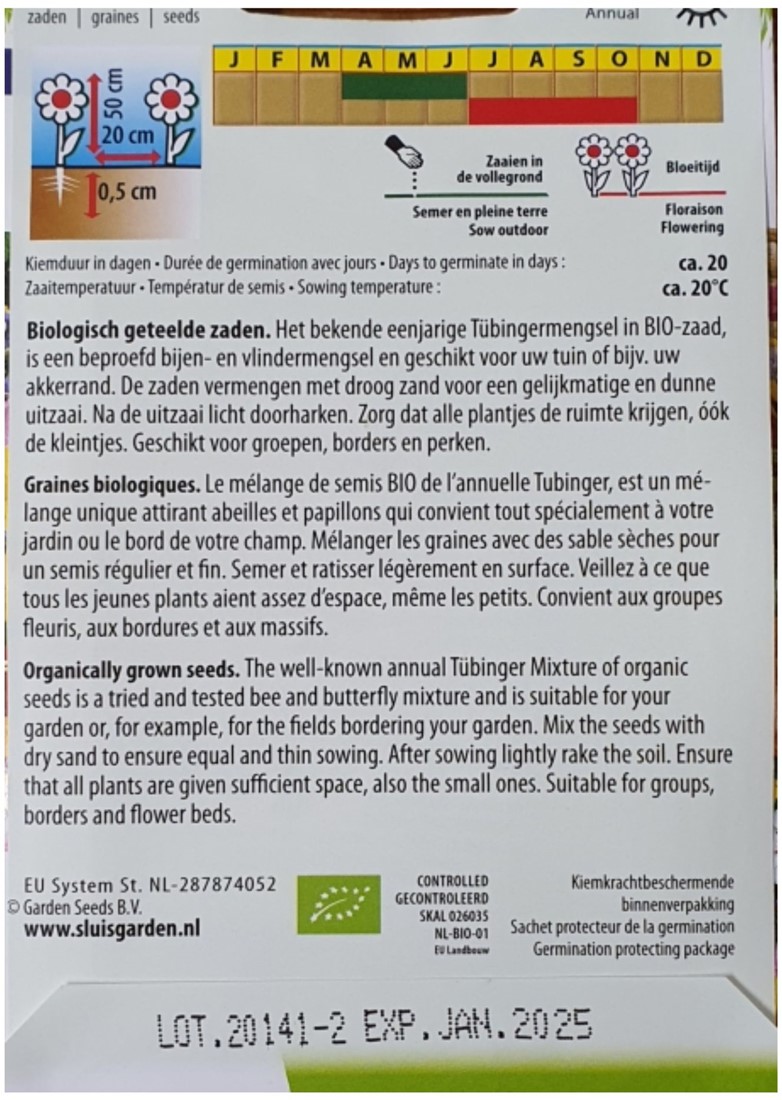 Tübinger mengsel voor bijen EKO / 500m² Les graines de france